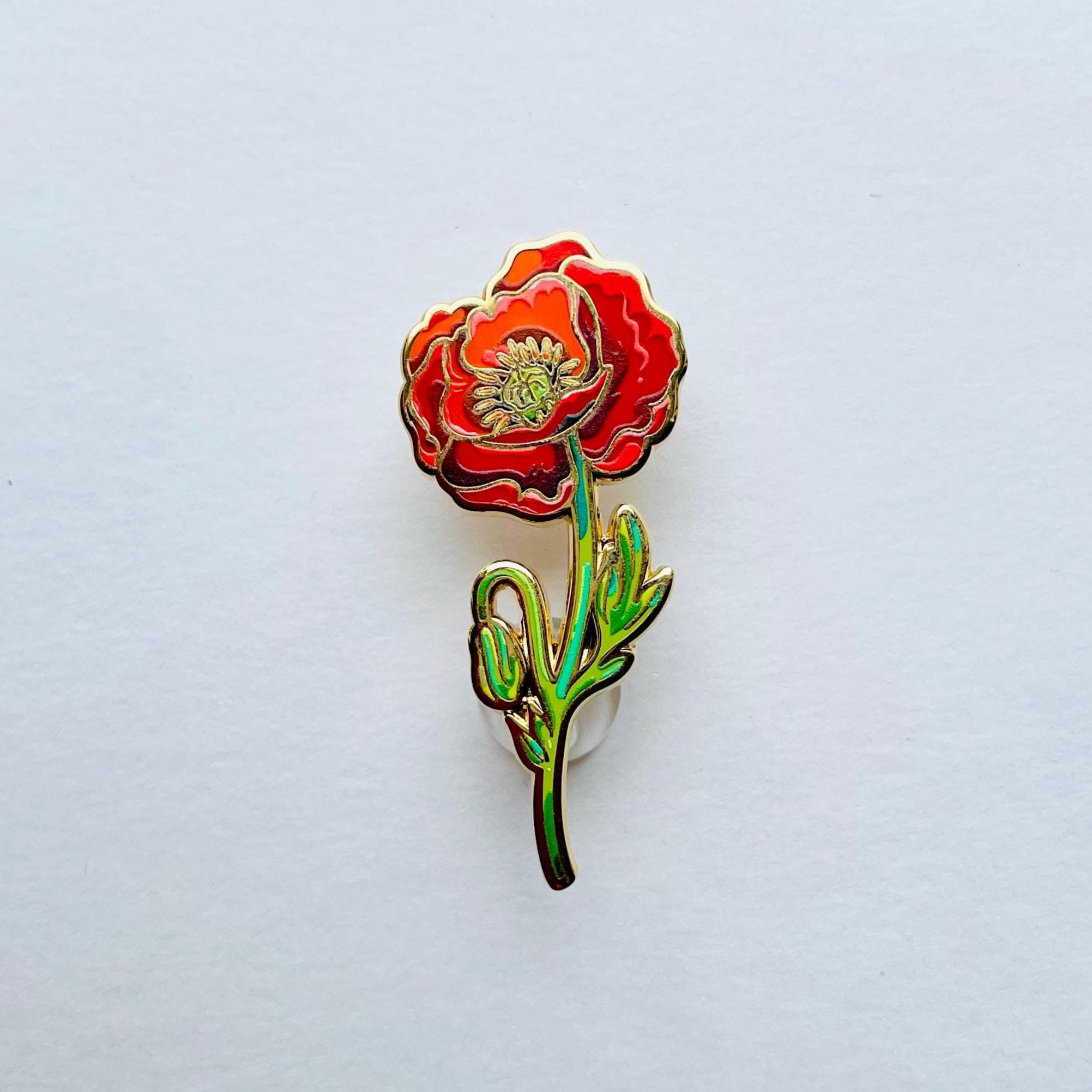 Red Poppy Enamel Pin - friendship, Remembrance Day, military, allies ...